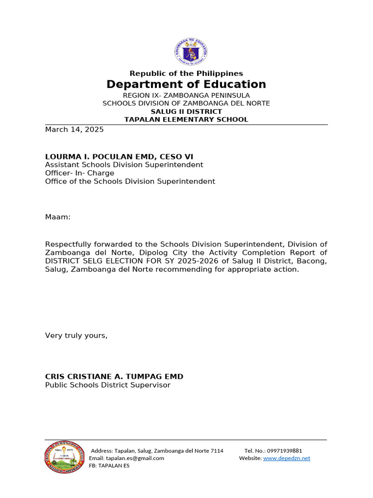 ACR On DISTRICT SELG ELECTION 2025 | PDF | Civic Engagement | Leadership