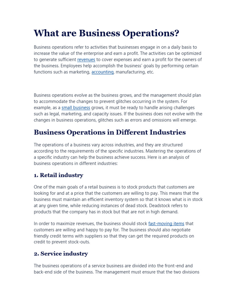 Business Operations | PDF | Operations Management | Inventory