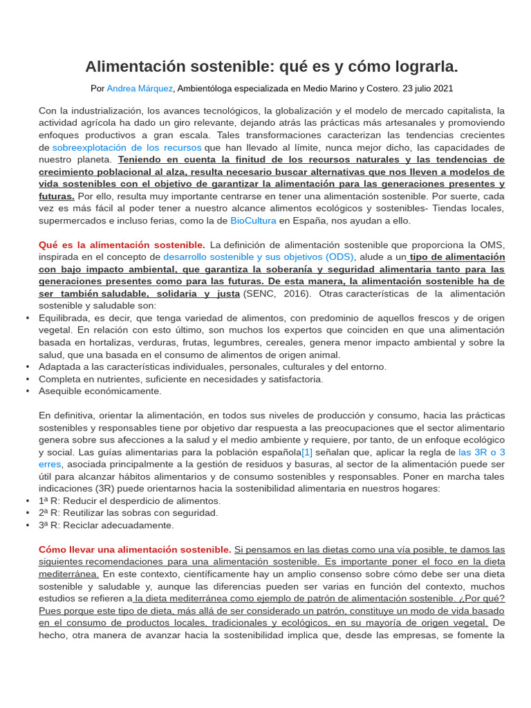Sostenibilidad Alimentaria | PDF | Sustentabilidad | Dieta