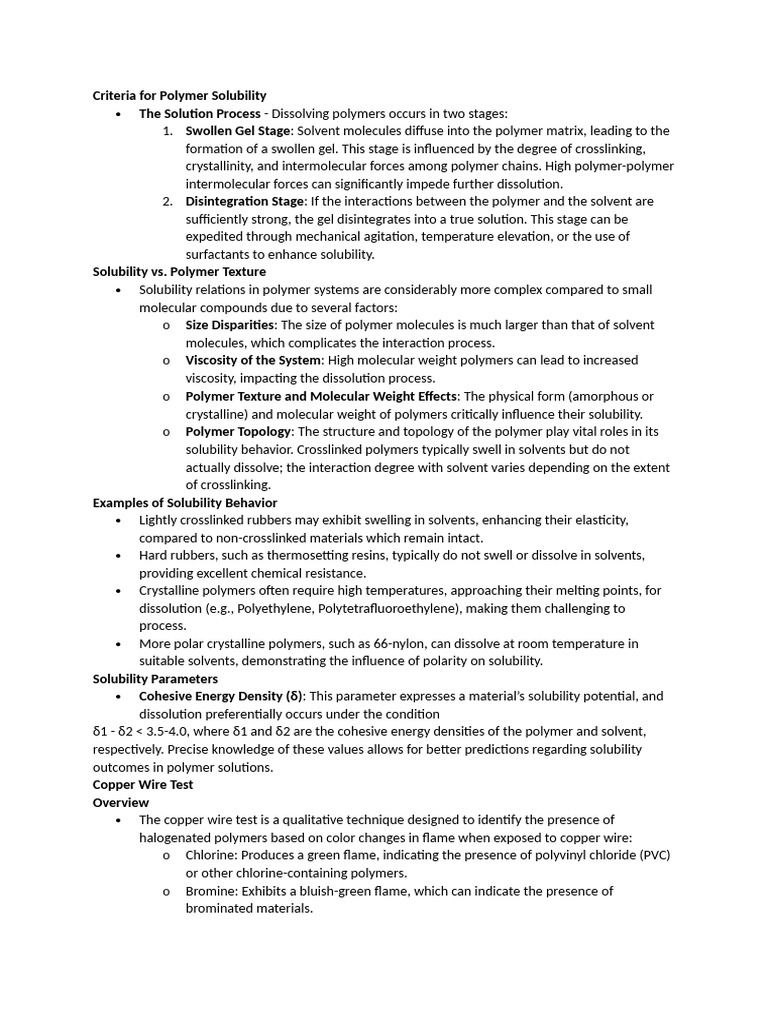 polymertest2 | PDF | Polymers | Solubility