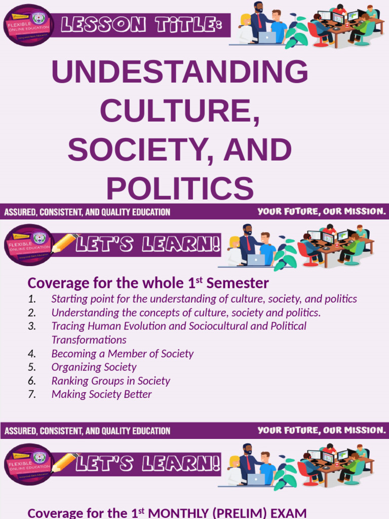 UNDERSTANDING CULTURE SOCIETY AND POLITICS - PPTX Edited | PDF | Social ...