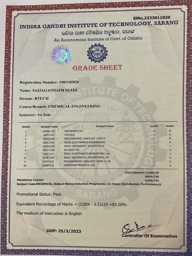 BTECH ALL MARKSHEET - Compressed | PDF