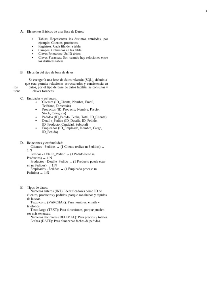Elementos Clave de Bases de Datos SQL | PDF