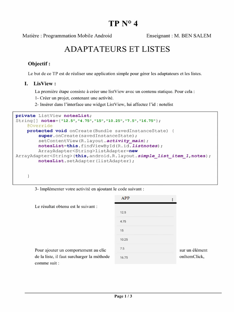 TP04 Development Natif Android | PDF