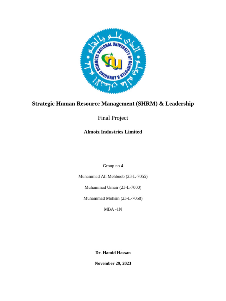 Almoiz Industries Ltd. HRM-Final Report | PDF | Strategic Management ...