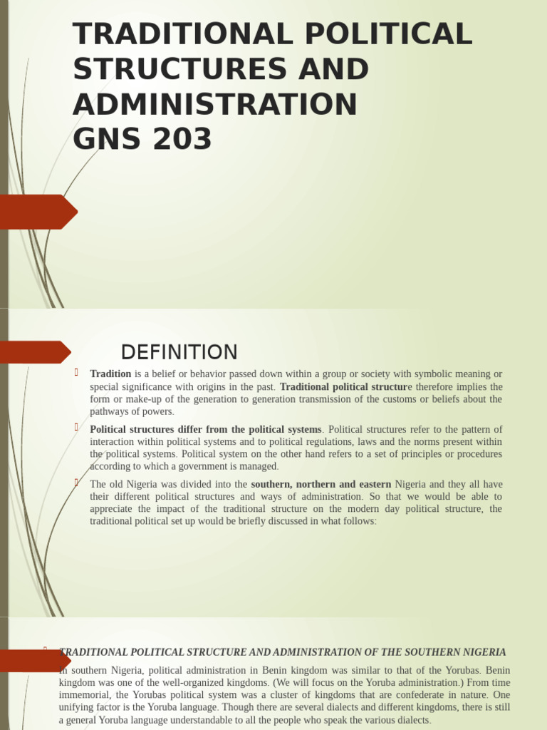 Traditional Political Systems in Nigeria | PDF | Sharia | Government