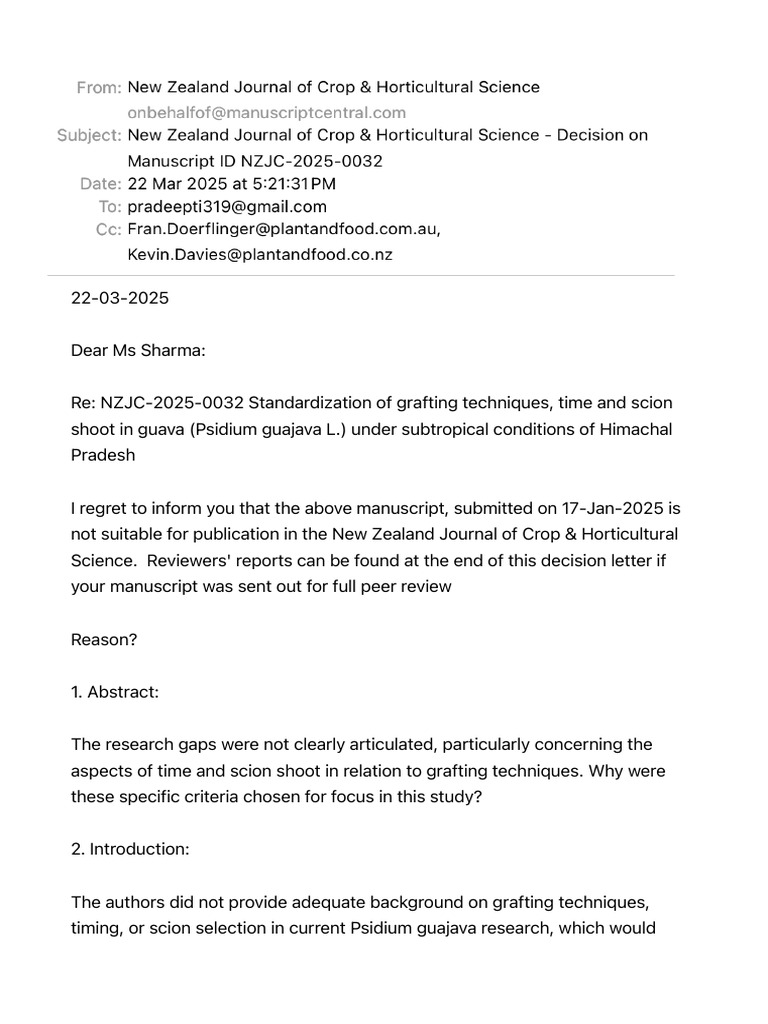 New Zealand Journal of Crop & Horticultural Science - Decision On ...