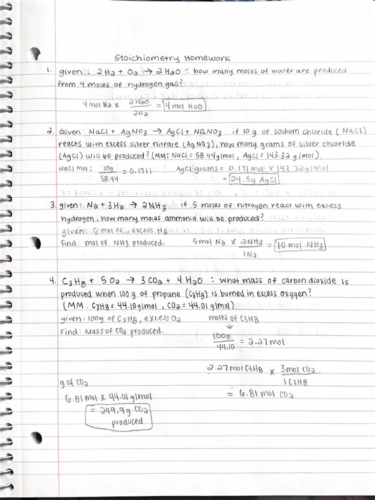 Stoichiometric Homework | PDF