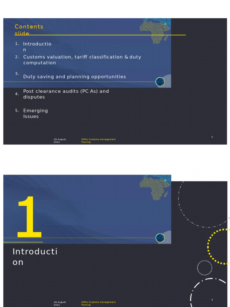 Customs Presentation | PDF | Customs | Taxes