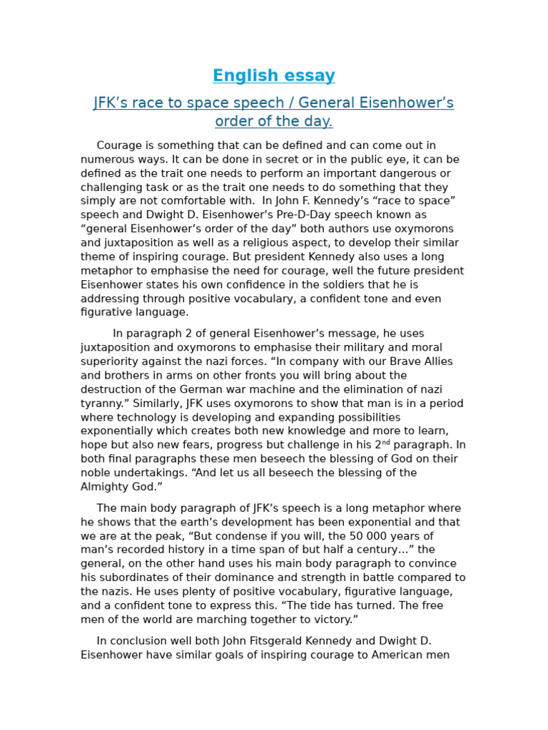 Courage in JFK and Eisenhower Speeches | PDF | John F. Kennedy | Dwight ...