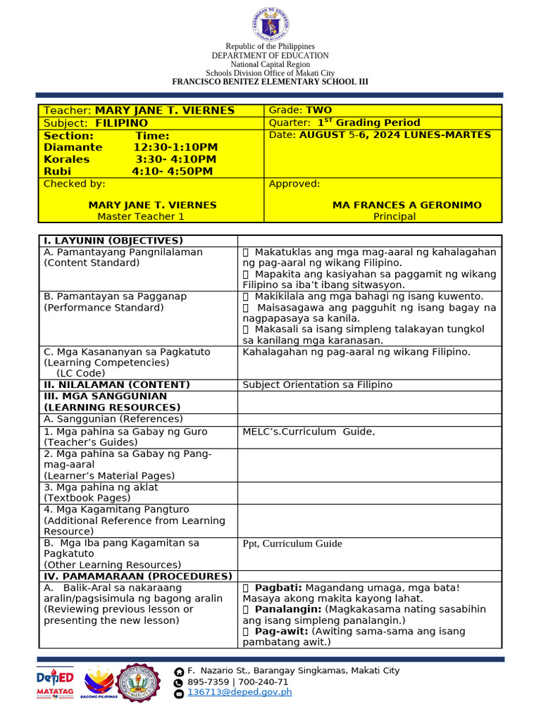 Filipino DLL | PDF