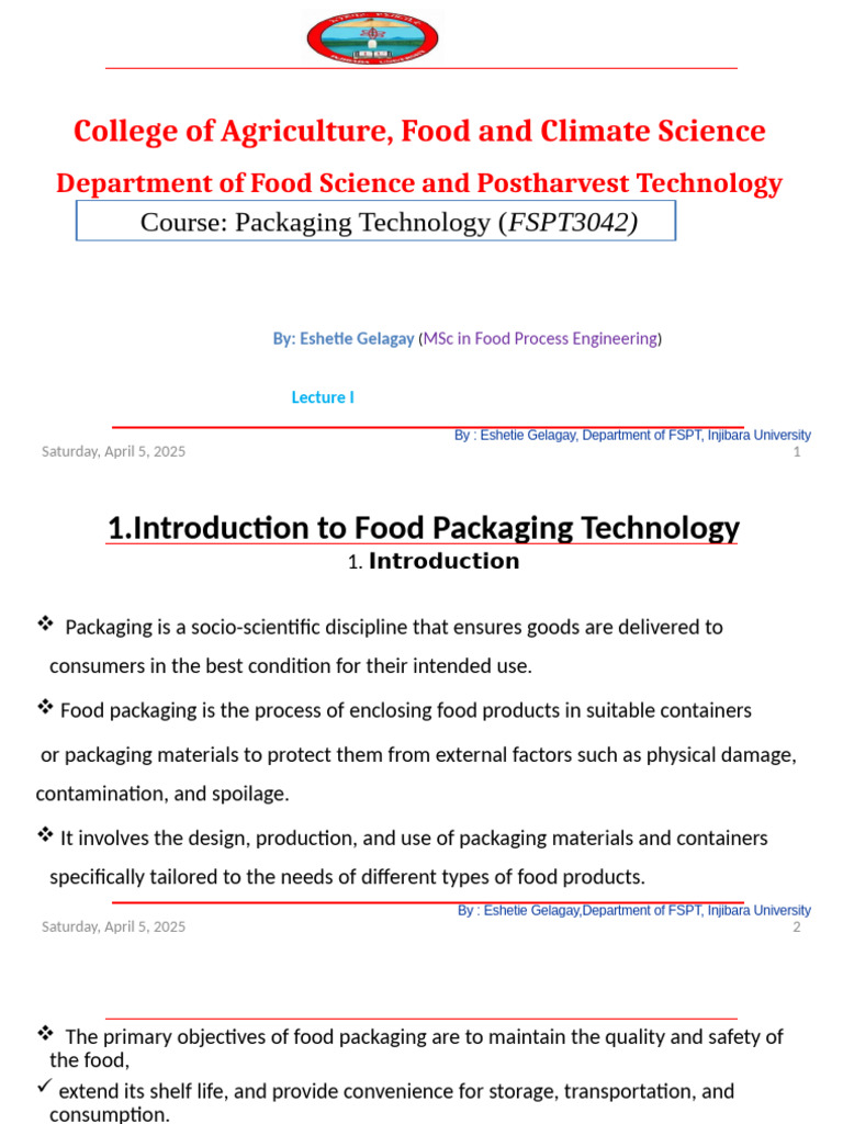 Lecture I Food Packaging | PDF | Retail | Waste