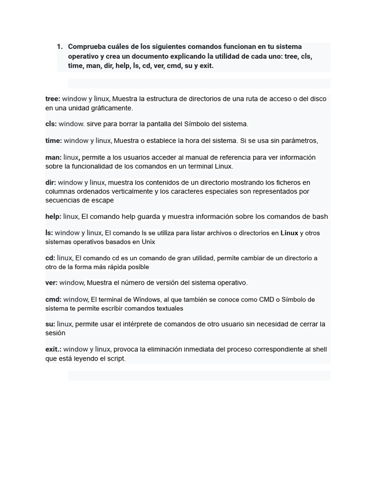 Sistemas Operativos - Comandos | PDF