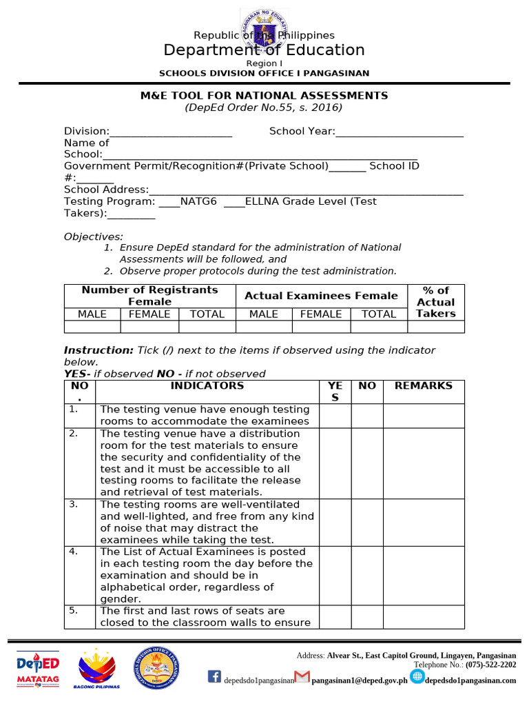 Monitoring Tool Nat 1 | PDF | Classroom