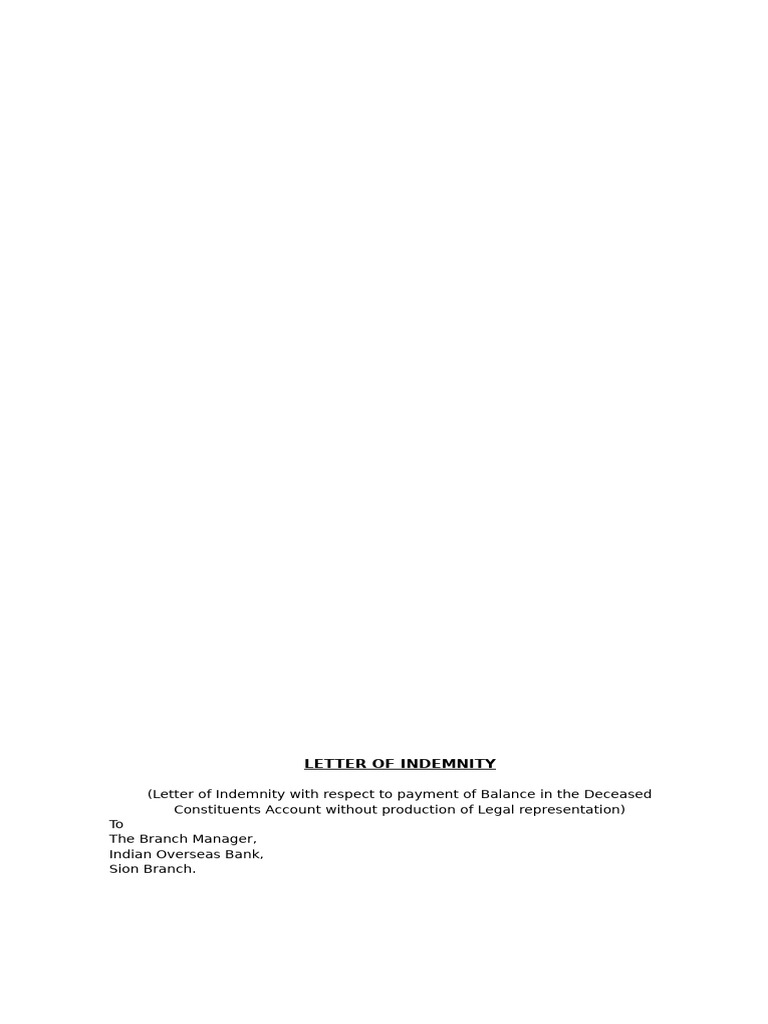 Letter of Indemnity | PDF