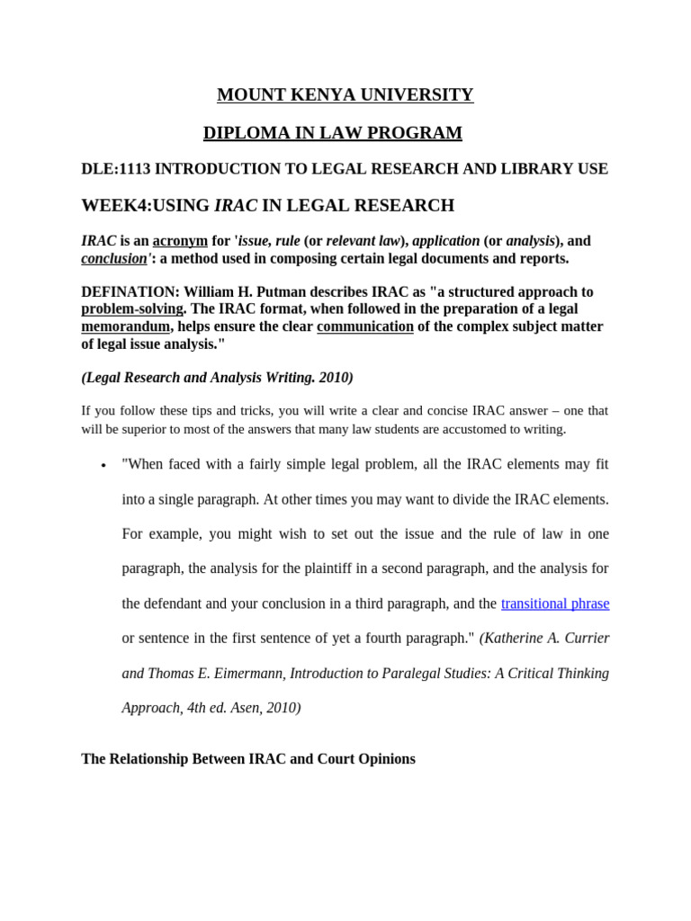 Mastering IRAC for Legal Research | PDF | Justice | Crime & Violence