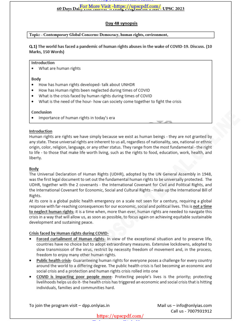 Only Ias Psir Day 1 to 50 Synopsis-pages-11 | PDF | Human Rights | Woman