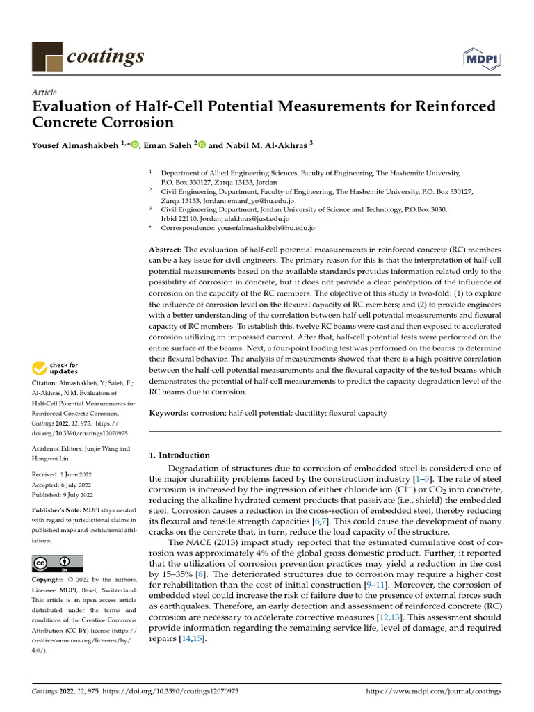 Evaluation of Half-Cell Potential Measurements For Reinforced Concrete ...