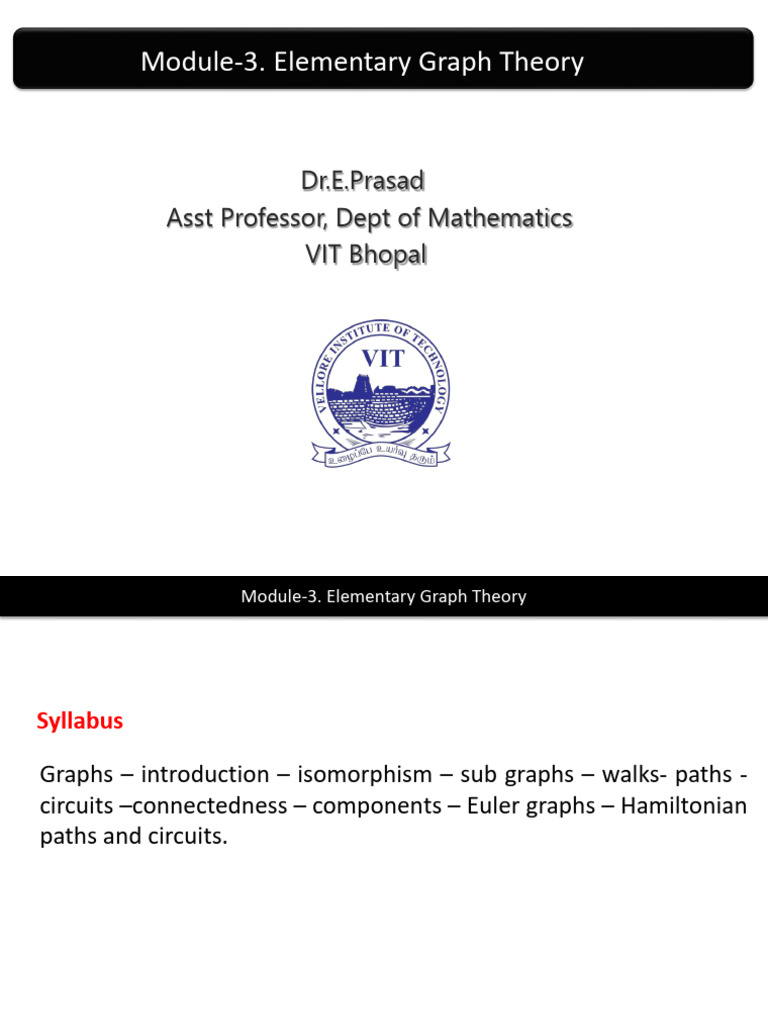 Module3 Elementary Graph Theory Dr.E.prasad | PDF | Vertex (Graph Theory) | Theoretical Computer ...