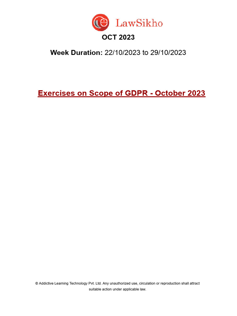 Understanding GDPR Scope Exercises | PDF