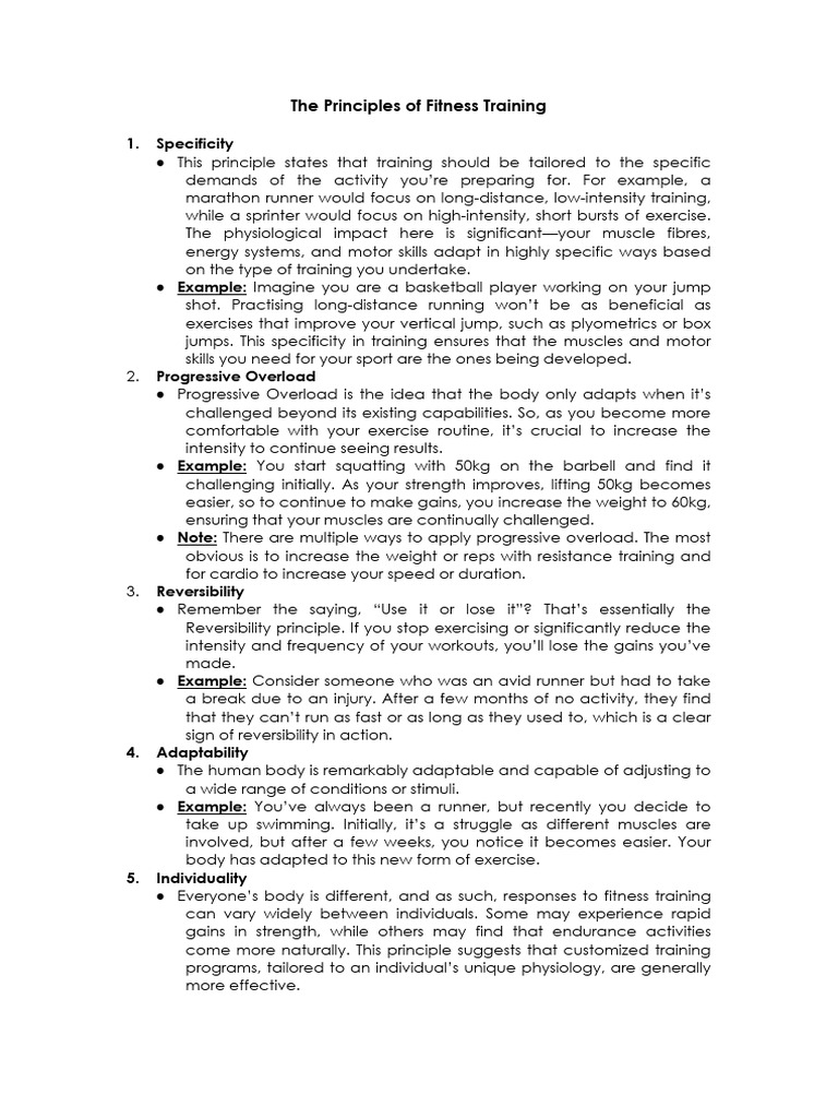 The Principles of Fitness Training | PDF | Physical Fitness | Muscle ...