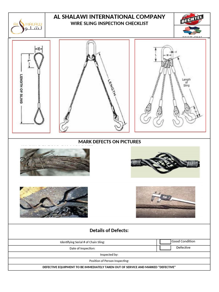 Wire Sling Inspection Checklist | PDF