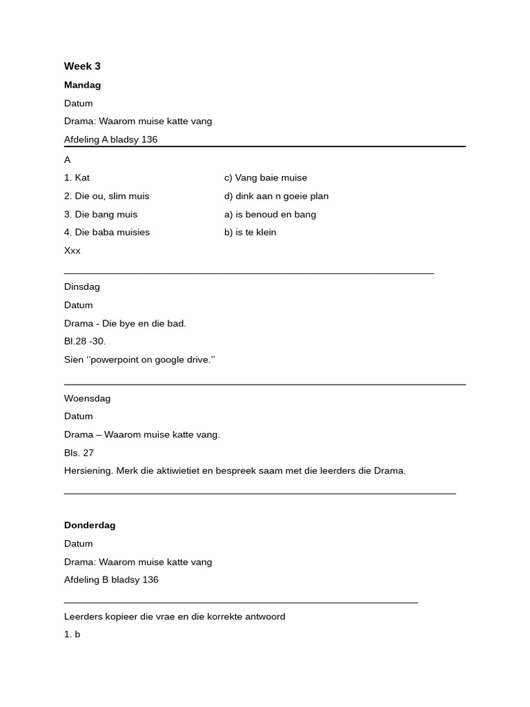 Onderwyser Nota | PDF