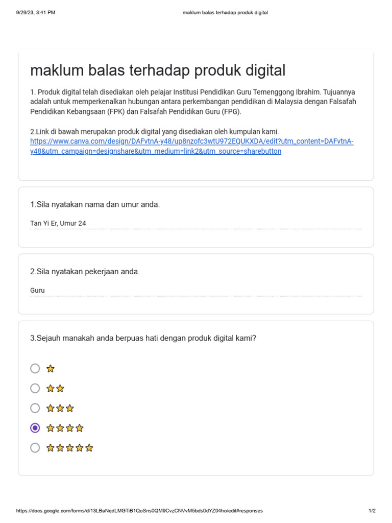 Maklum Balas Terhadap Produk Digital | PDF
