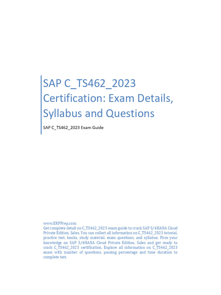SAP C - TS462 - 2023 Certification: Exam Details, Syllabus and Questions | PDF | Sap Se