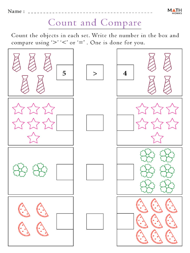 Counting and Comparing Numbers Worksheets | PDF