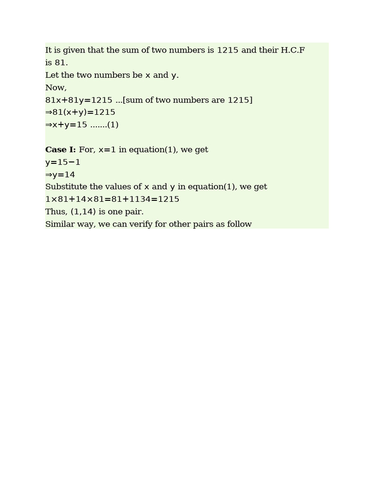It Is Given That The Sum of Two Numbers Is | PDF