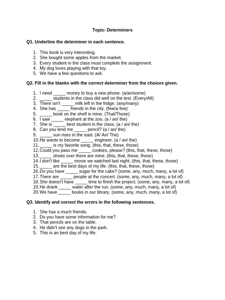 Determiners 27th August | PDF