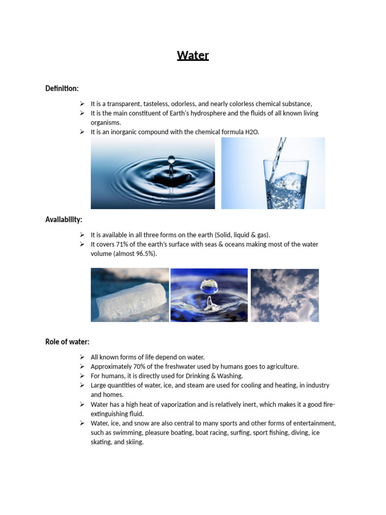 Essential Facts About Water | PDF