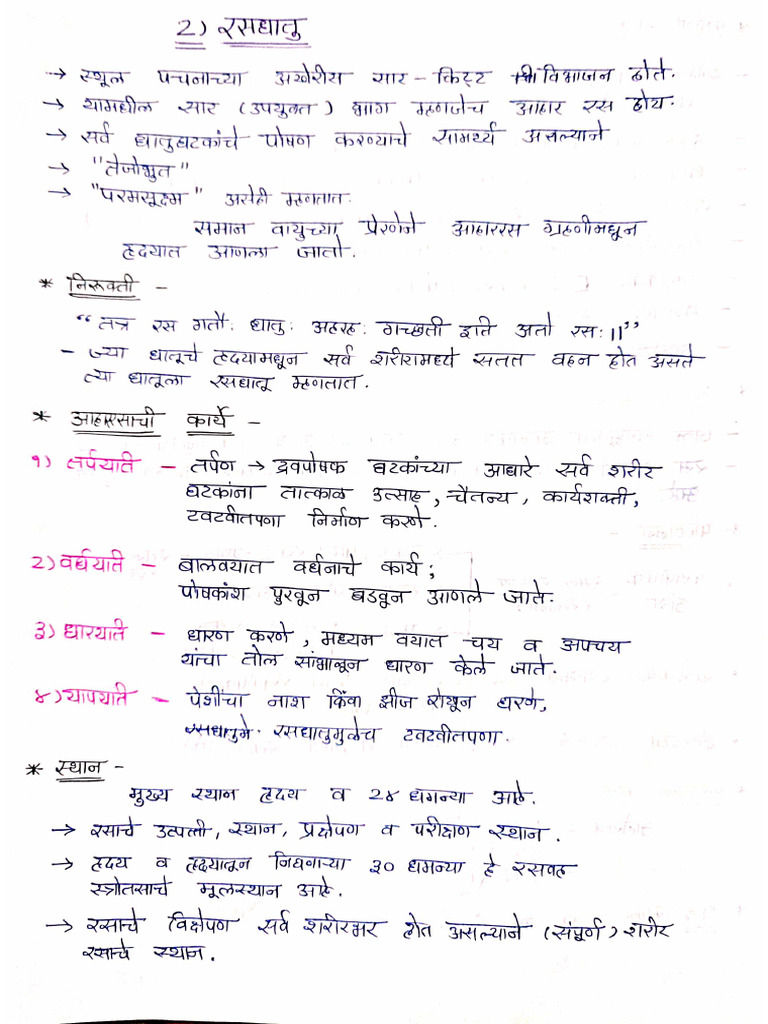 Ras Rakt Mans Meda Dhatu Notes | PDF