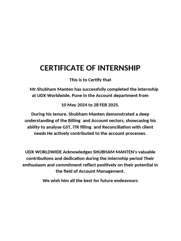 Certificate of Internship | PDF