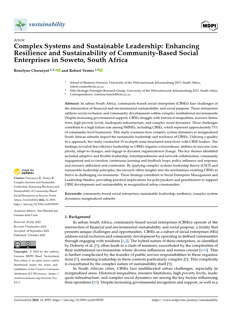 Complex Systems and Sustainable Leadership Enhancing Resilience and ...