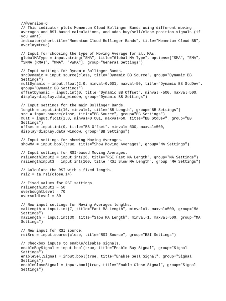 Momentum Cloud Bollinger Bands | PDF | Moving Average | Applied Mathematics
