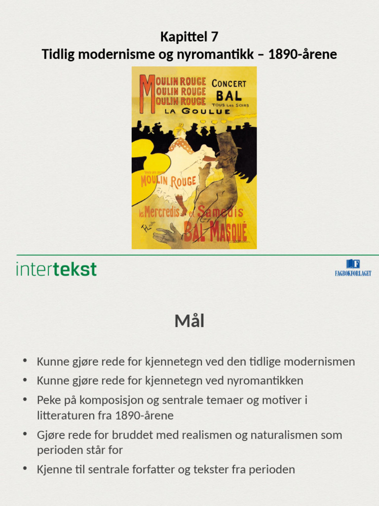 D - Vg3 PPT Kap 6 Tidlig Modernisme Og Nyromantikk-1 | PDF