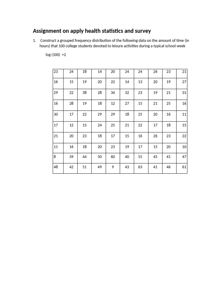 Health Statistics Assignment Overview | PDF