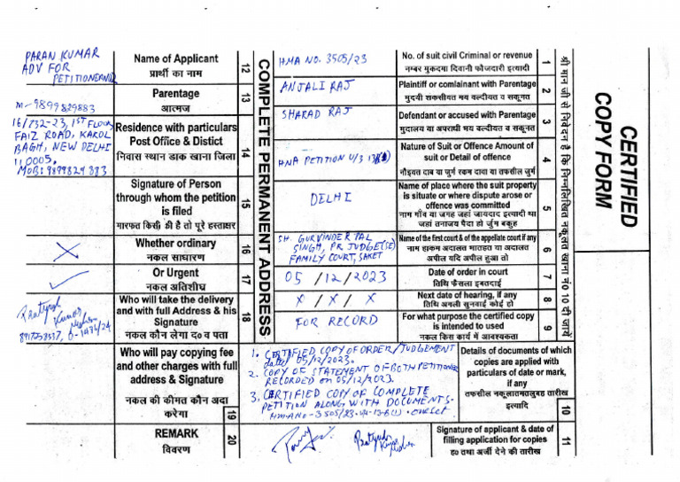 Anjali V Sharad CC Form 1ST Motion | PDF