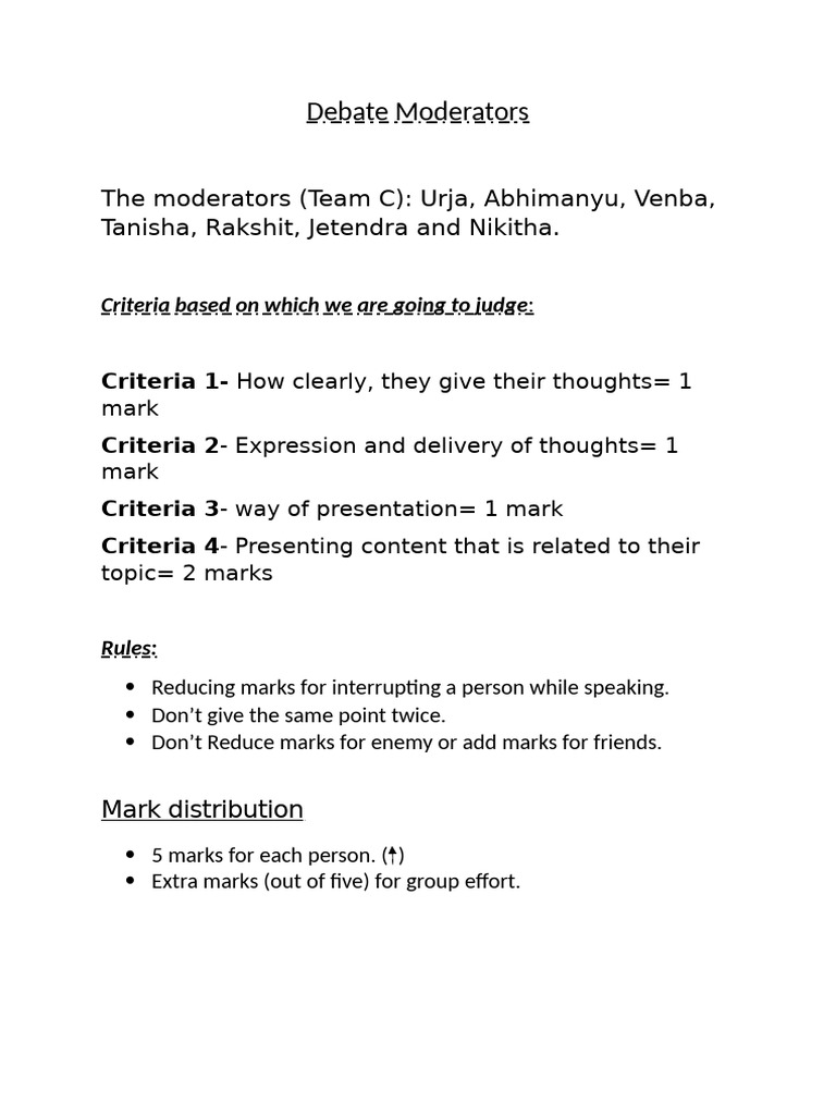 Debate Moderators | PDF