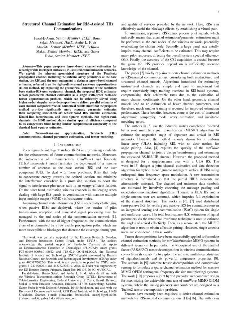 Channel estimation-RIS-TVT | PDF | Matrix (Mathematics) | Tensor