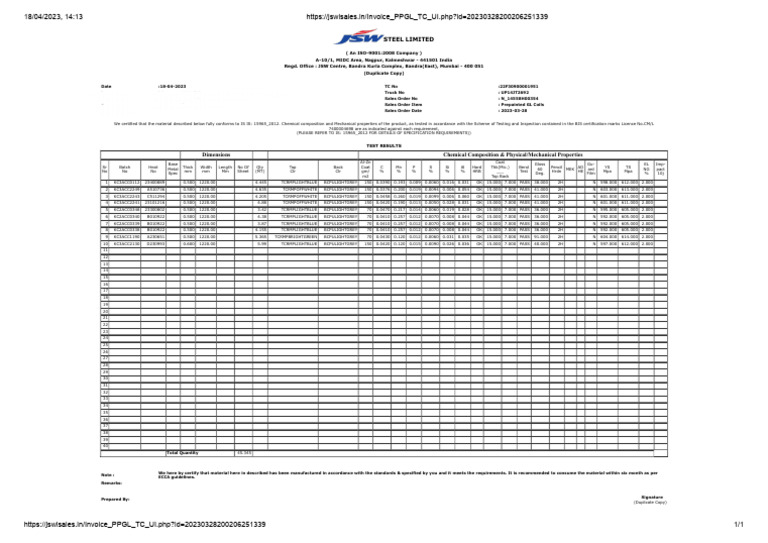 MTC Card 522 | PDF | Industrial Processes | Building Materials