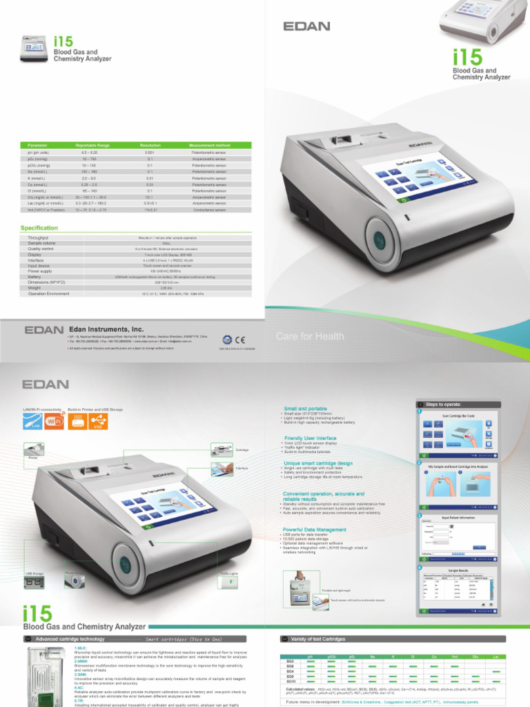I15 Blood Gas and Chemistry Analyzer | PDF