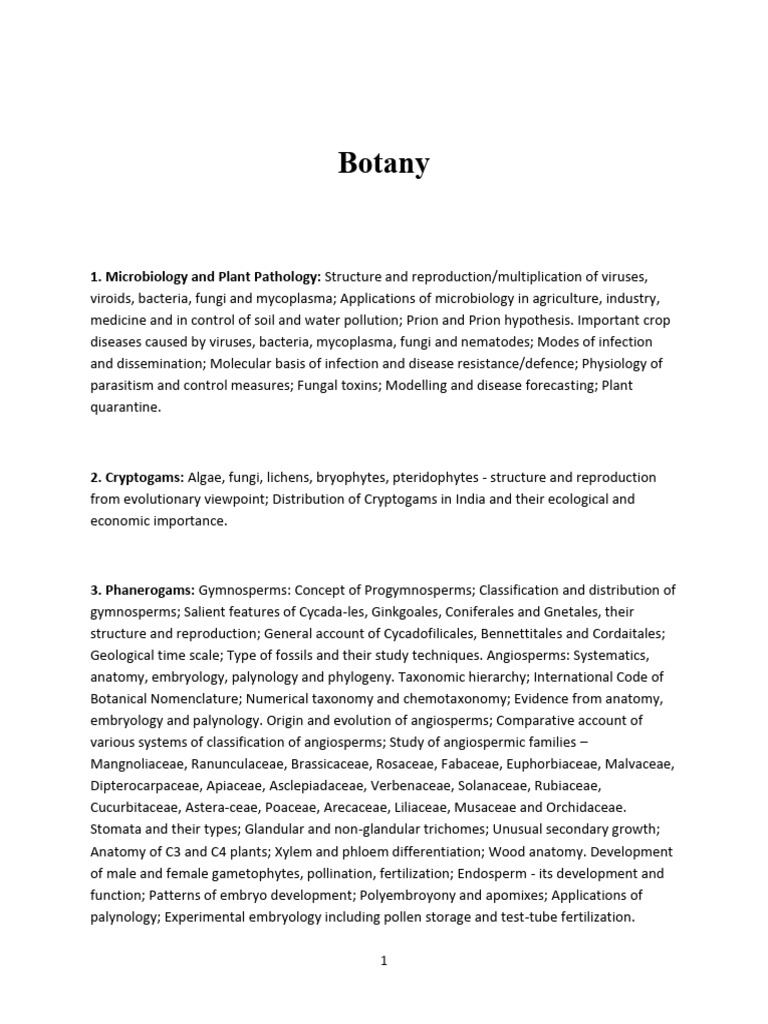 UPSC Botany Optional Syllabus Overview | PDF | Cell (Biology) | Metabolism