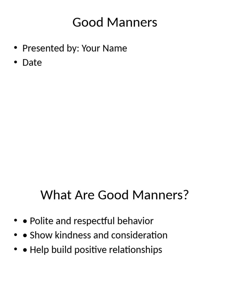 Importance of Good Manners for Kids | PDF