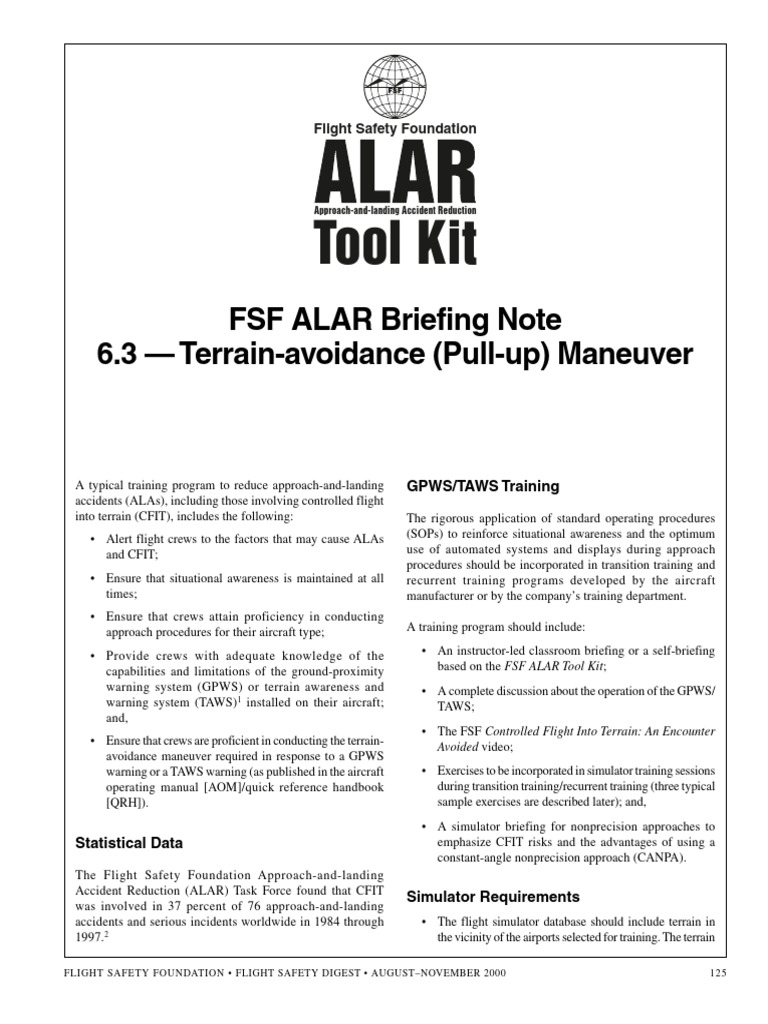 Terrain-Avoidance Maneuver Training Guide | PDF | Aviation | Aviation ...