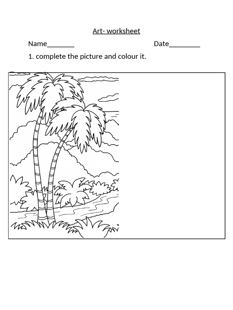 Art-Worksheet Name - Date - 1. Complete The Picture and Colour It | PDF