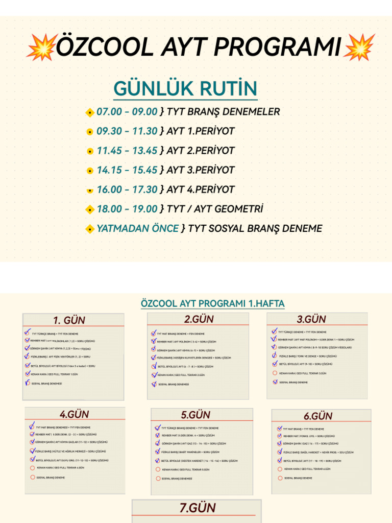 5 HAFTALIK AYT PROGRAMI | PDF