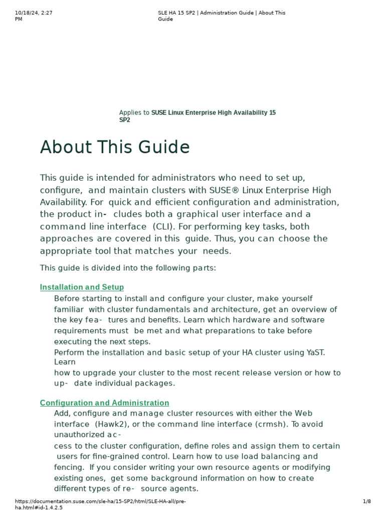 SLE HA 15 SP2 - Administration Guide - About This Guide | PDF ...